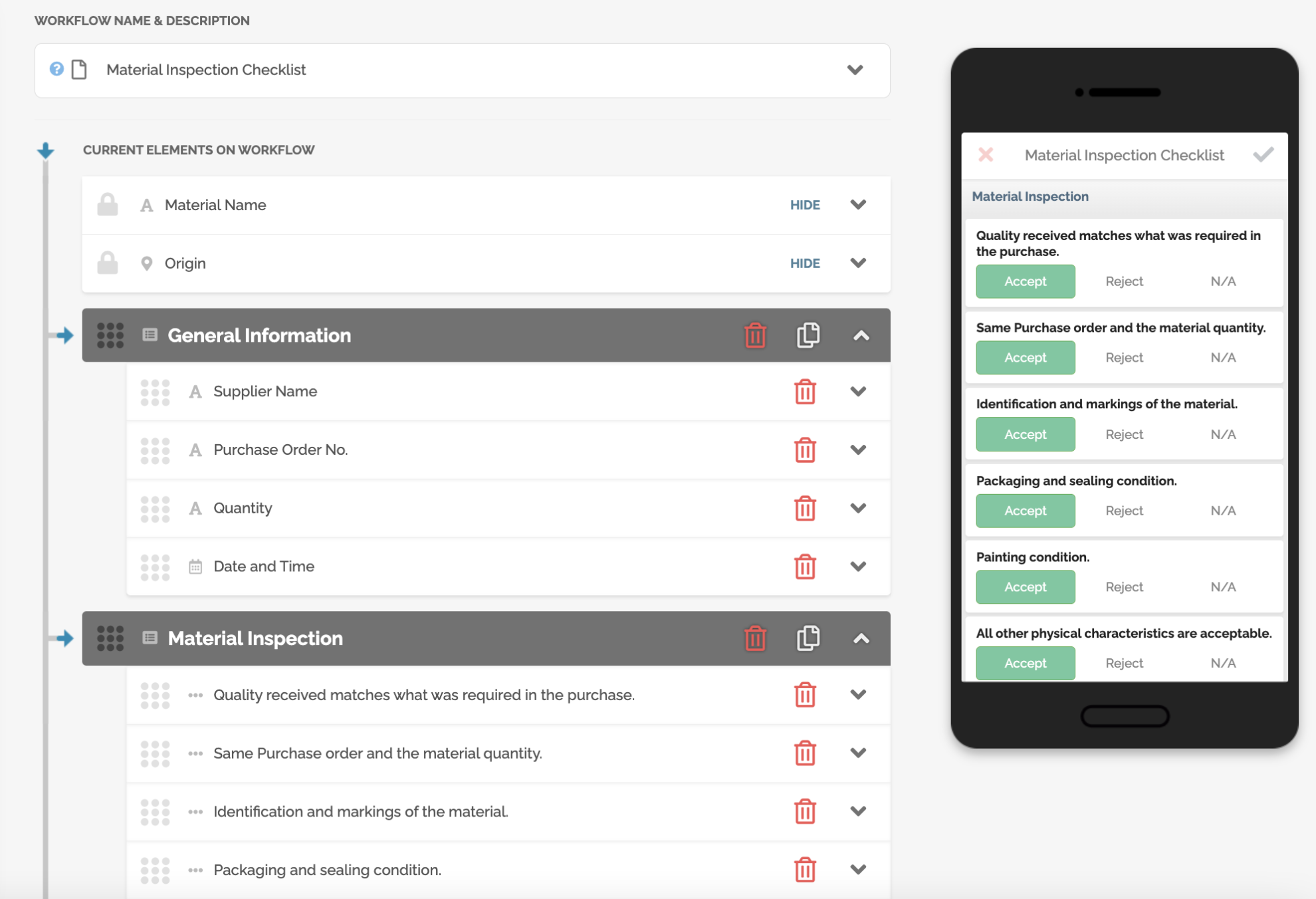 Material Inspection Checklist - SEE Forge creators of FAT FINGER