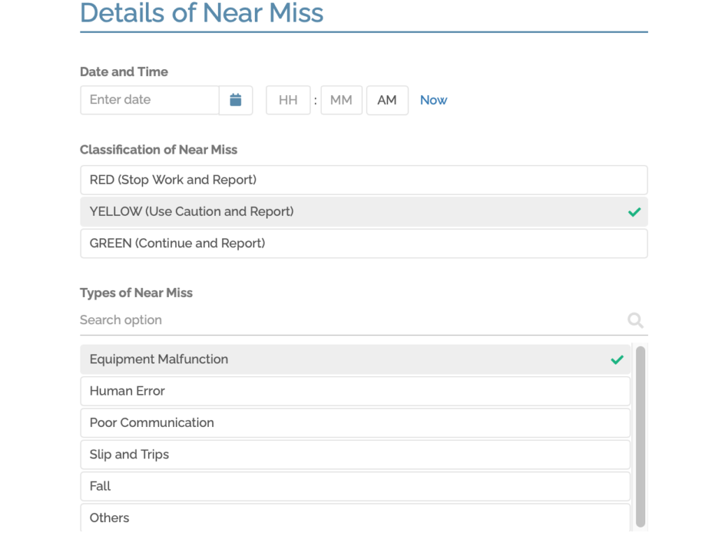 Near Miss Reporting Management